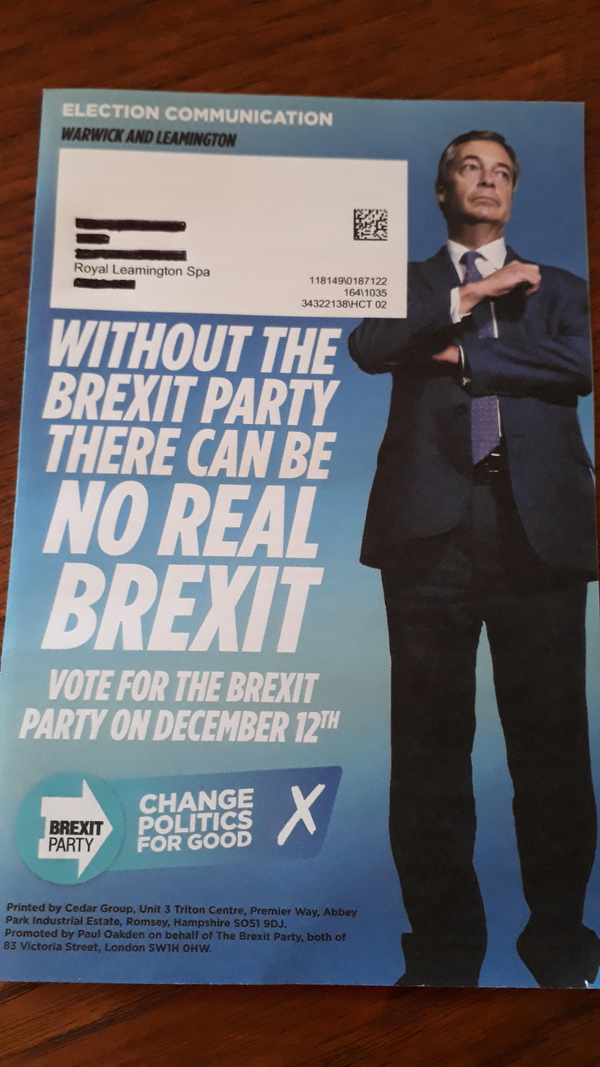 The Brexit Party leaflet | ElectionLeaflets.org