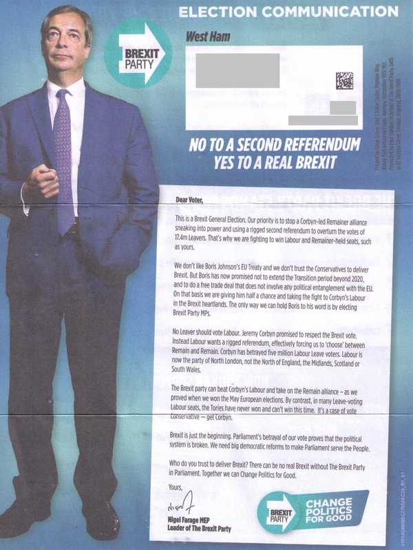 The Brexit Party leaflet | ElectionLeaflets.org