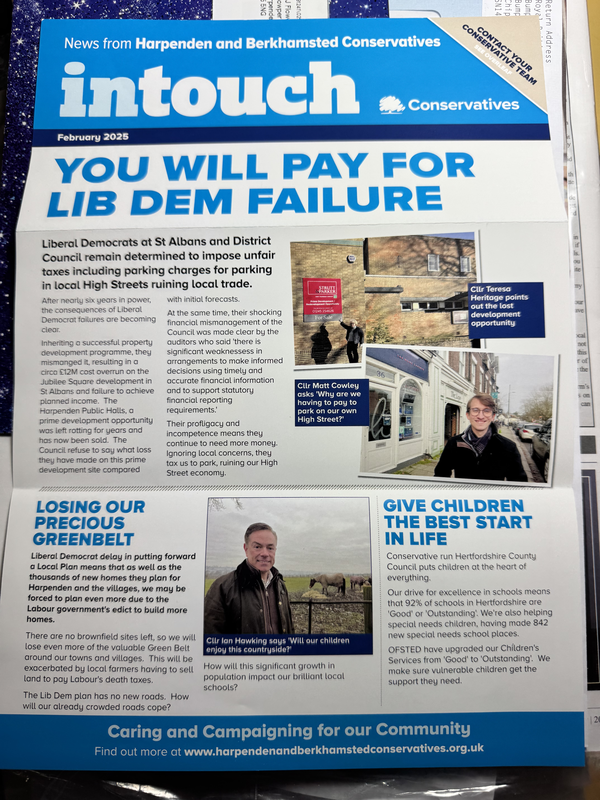 Conservative and Unionist Party leaflet | ElectionLeaflets.org