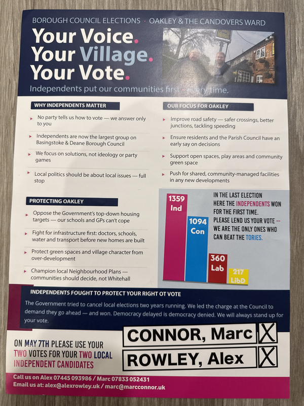 Basingstoke & Deane Independents leaflet | ElectionLeaflets.org
