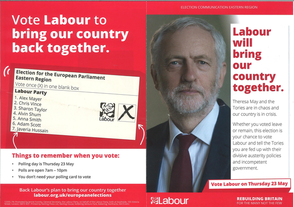 Labour Party leaflet | ElectionLeaflets.org