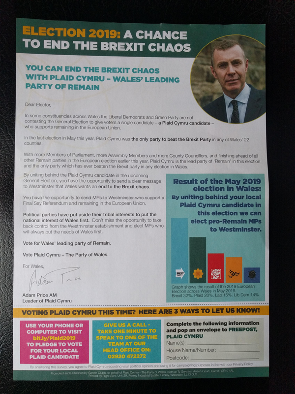 Plaid Cymru - The Party of Wales leaflet | ElectionLeaflets.org
