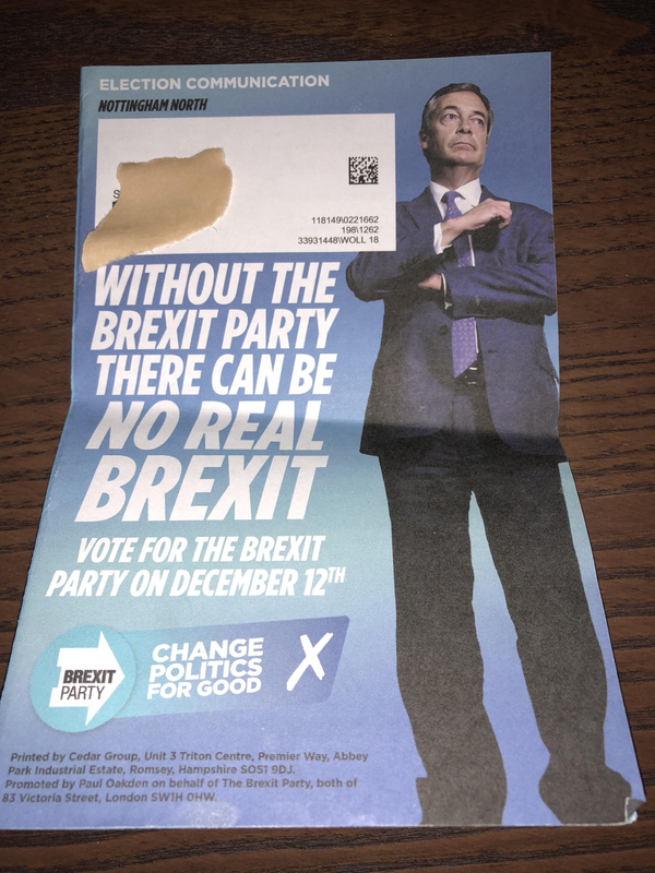 The Brexit Party leaflet | ElectionLeaflets.org
