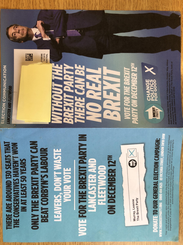 The Brexit Party leaflet | ElectionLeaflets.org