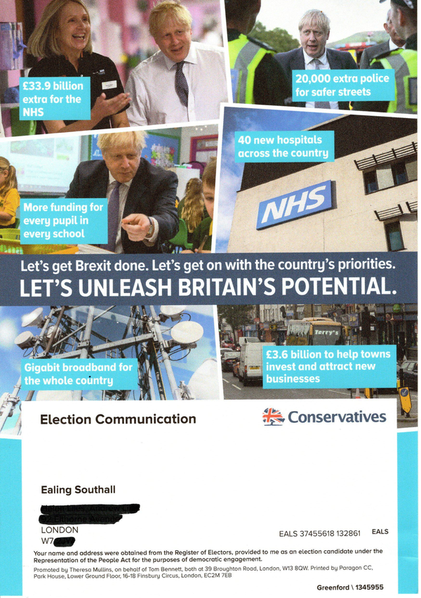 Conservative and Unionist Party leaflet | ElectionLeaflets.org